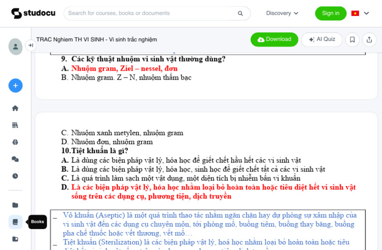 TRAC Nghiem TH VI SINH - Vi Sinh Trắc Nghiệm - THỰC HÀNH CĂN BẢN VI SINH Đặc Điểm Của Trực Khuẩn ...