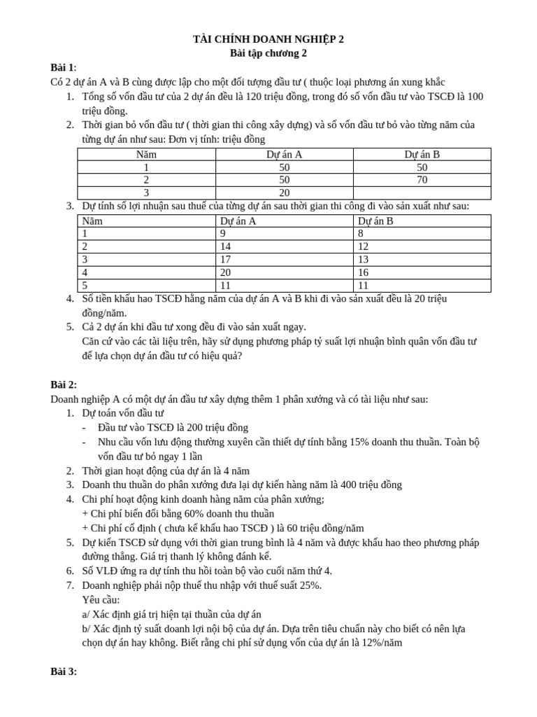 bài tập chương 2 - TCDN2 | PDF