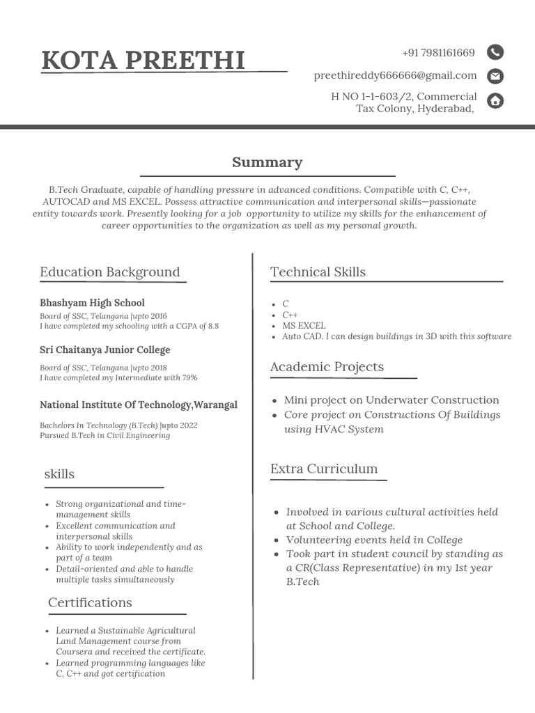 KOTA PREETHI RESUME | PDF