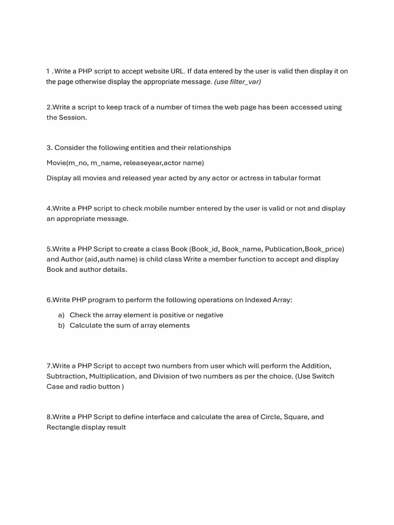 Practical Questions Answers (1) | PDF | Area | Php