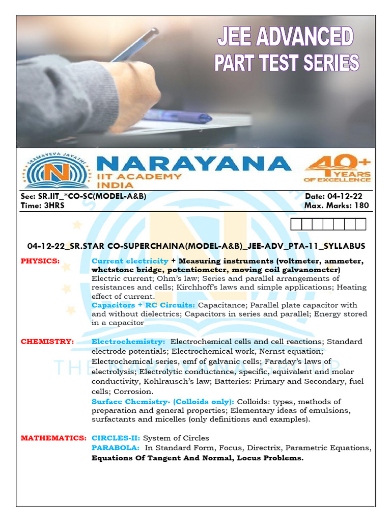 JEE Advanced Practice Test | PDF | Electrochemistry | Capacitor