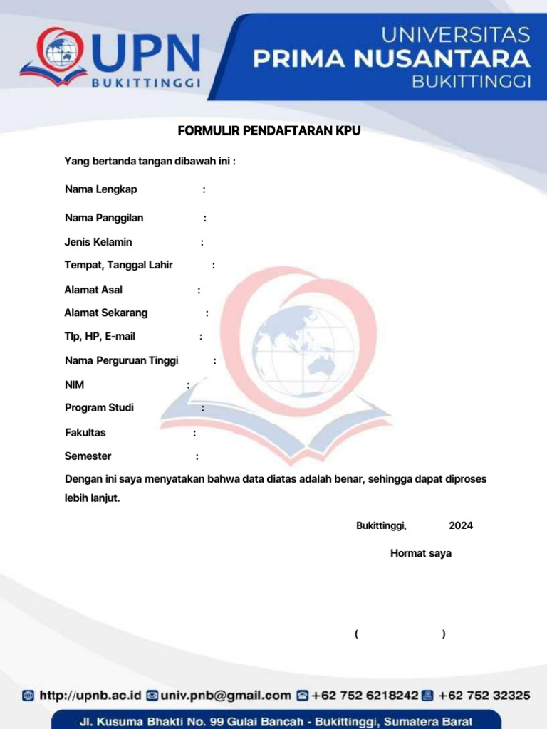 Formulir Pendaftaran KPU 2 | PDF