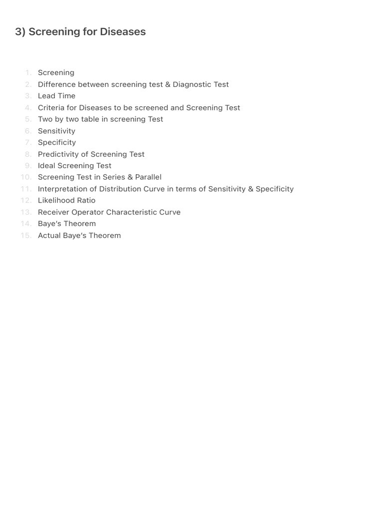 Screening For Diseases | PDF