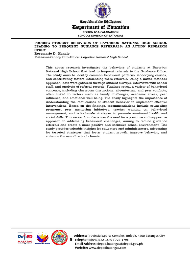Probing Student Behaviors of Bayorbor National High Schol Leading To Frequent Guidance Office ...