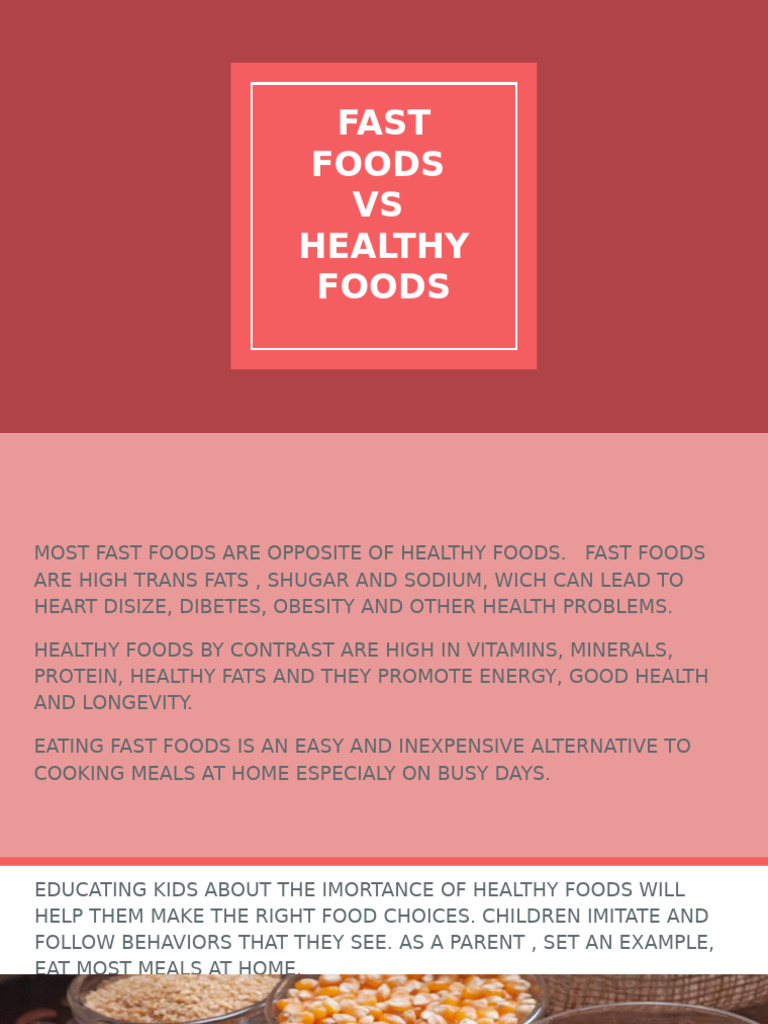Fast Foods VS Healthy Foods | PDF