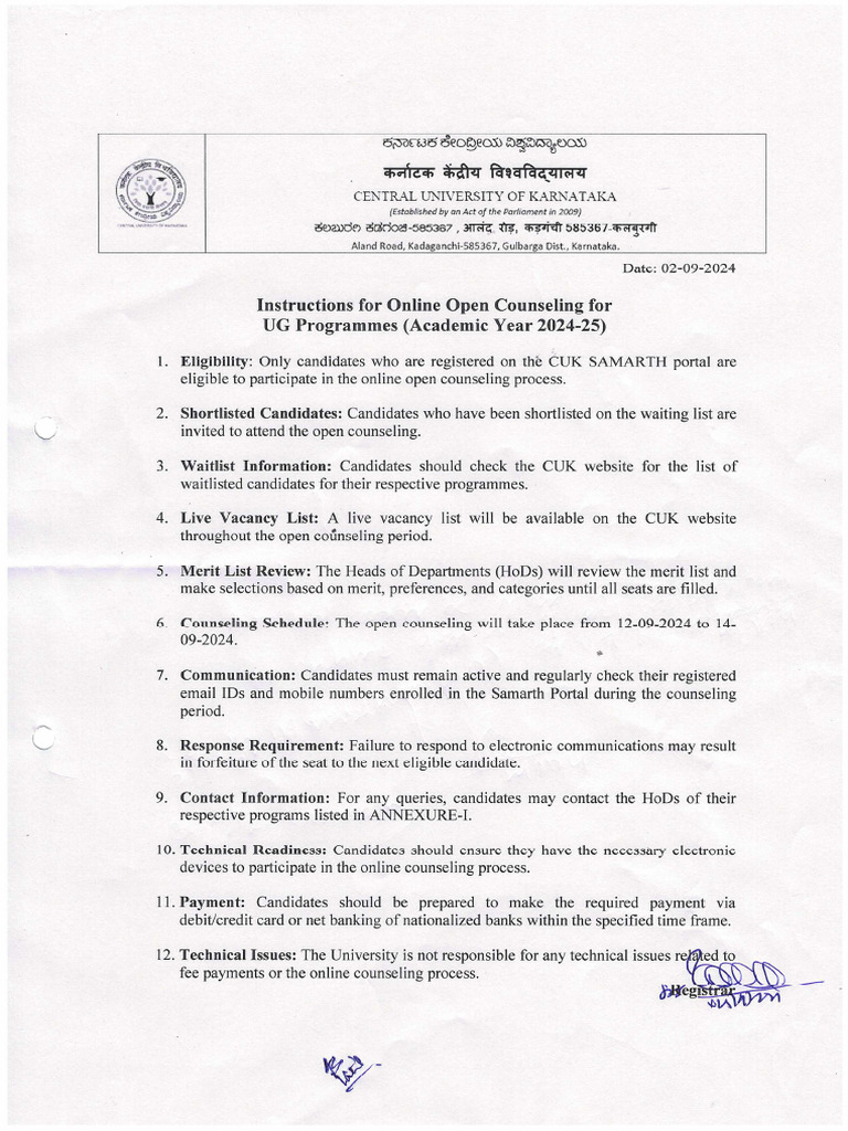 Open Councling For Ug | PDF