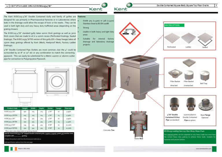 Kent Double Contained Gully Brochure One | PDF | Pipe (Fluid Conveyance ...
