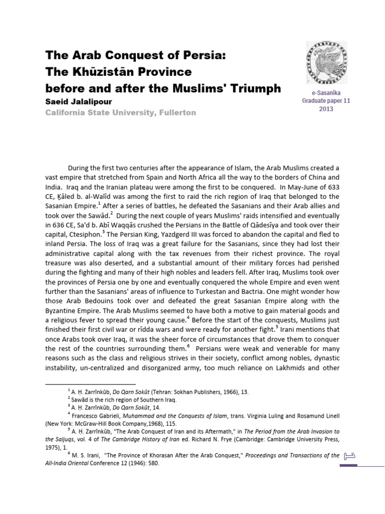 Arab Conquest of Persia, The | PDF | Achaemenid Empire | Middle East