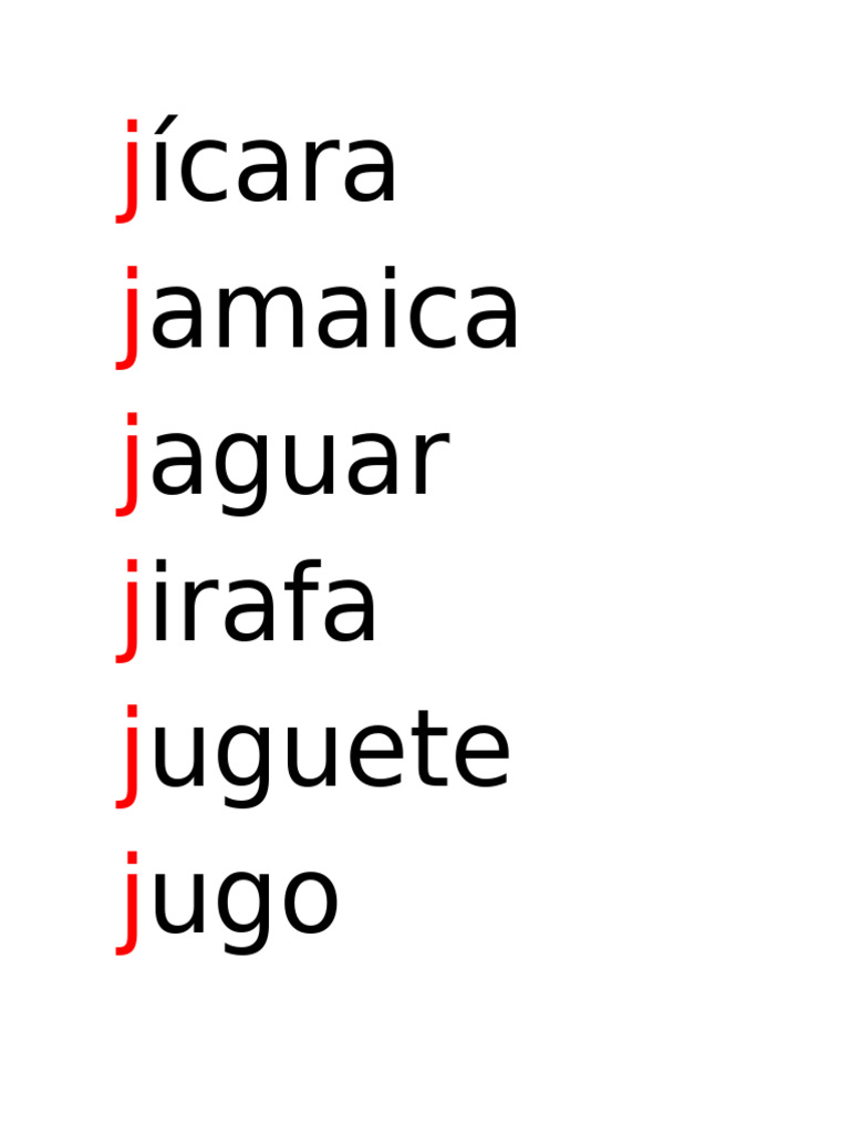 Palabras Con J | PDF