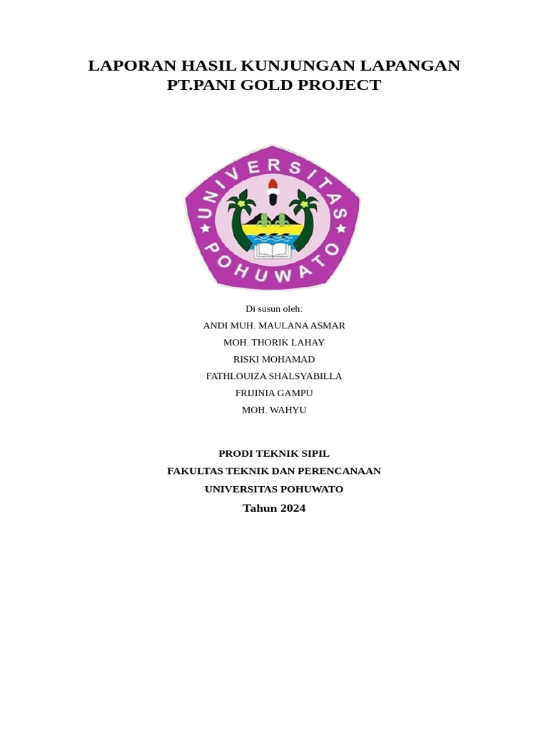 Laporan Hasil Kunjungan Lapangan PT Pani Gold Project | PDF