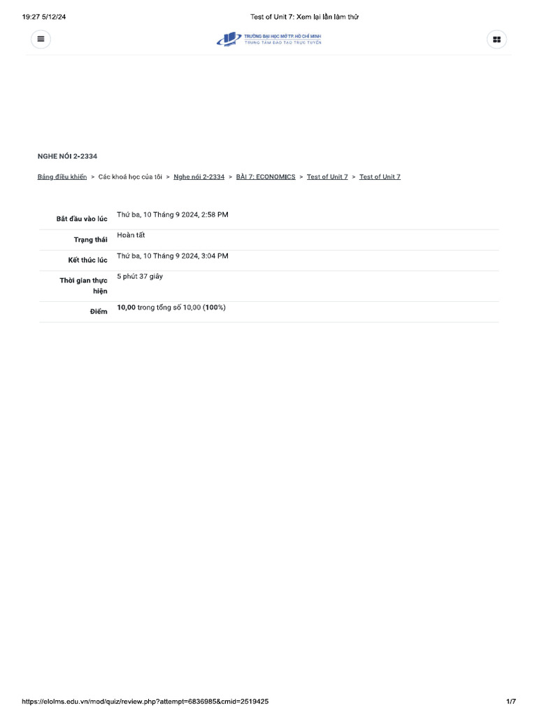 Test of Unit 7 - Listening & Speaking 2 | PDF