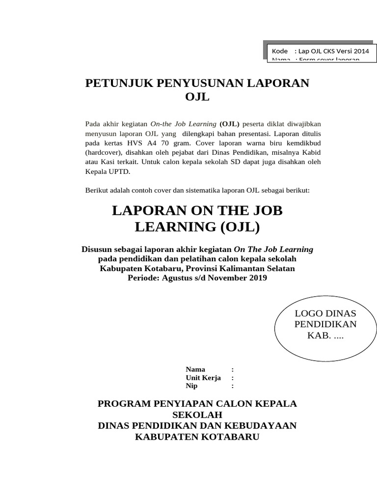 Format Laporan OJL - KOTABARU | PDF