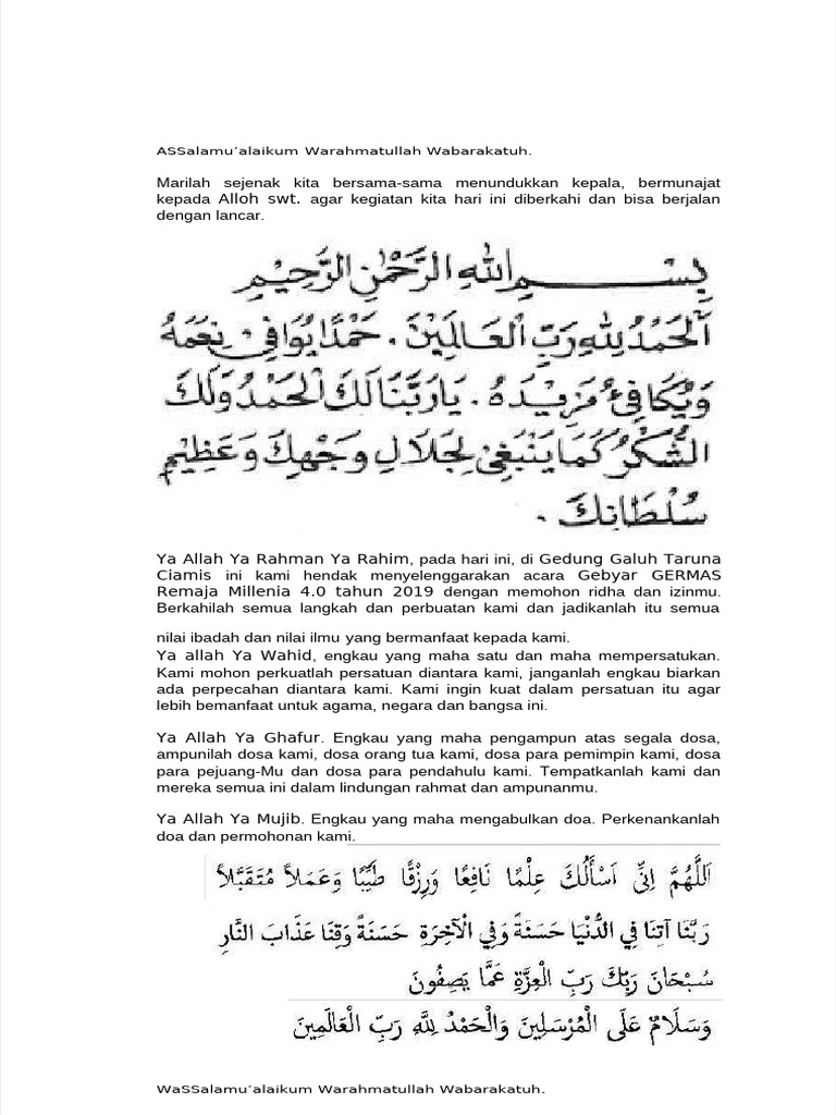 Doa Pembuka Acara GERMAS 2019 | PDF