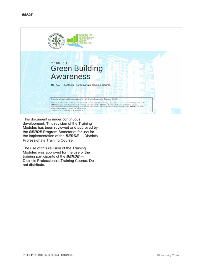 BERDE Districts Training Course Module | PDF | Green Building ...