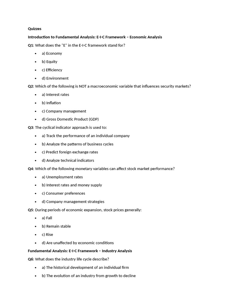 Unit 3_Quizzes | PDF | Technical Analysis | Efficient Market Hypothesis