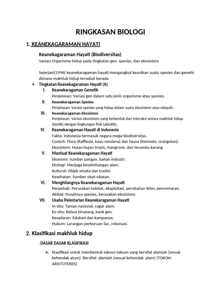 RINGKASAN BIOLOGI | PDF