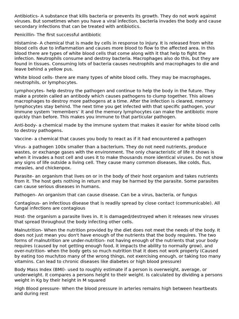 SCIENCE NOTES | PDF | Diabetes | Infection