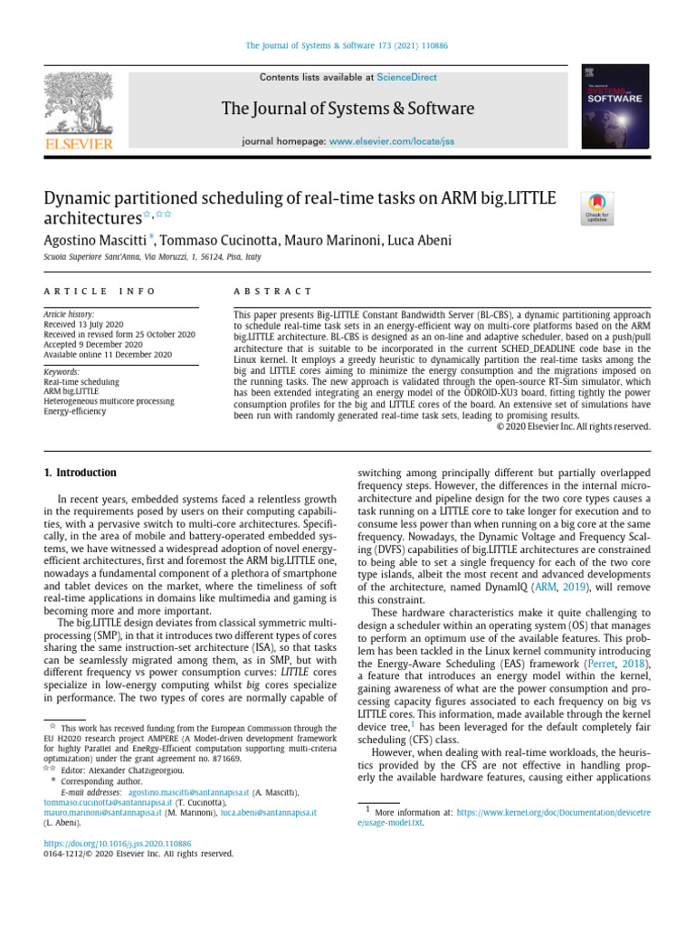 Dynamic Partitioned Scheduling of Real-Time Tasks On ARM Big - littLE | PDF | Scheduling ...