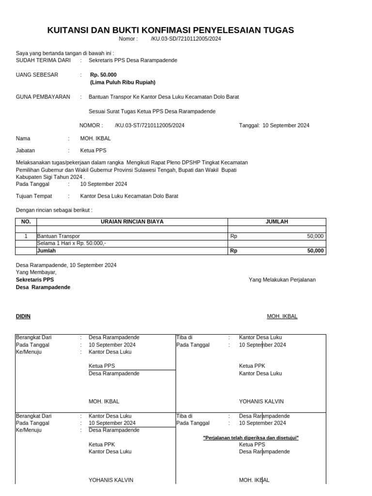KUITANSI Bukti Konfirmasi Tugas PPS | PDF
