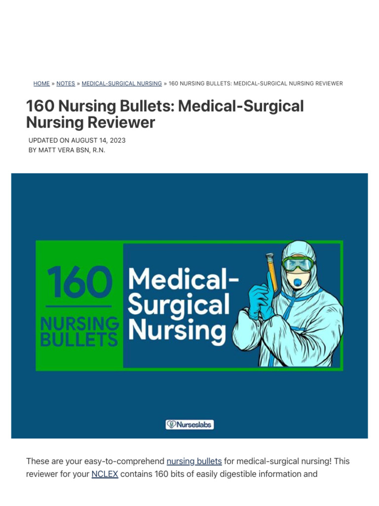 160 Nursing Bullets_ Medical-Surgical Nursing Rev… | PDF | Pain | Glaucoma