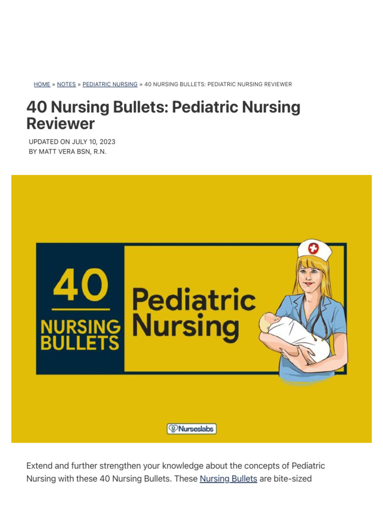 40 Nursing Bullets_ Pediatric Nursing Reviewer -… | PDF | Infants | Breastfeeding