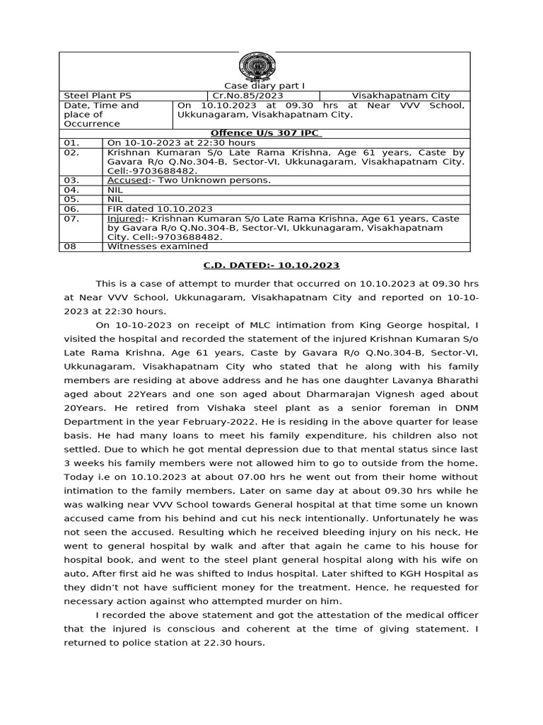 85-2023-307 Altered To 309 IPC | PDF