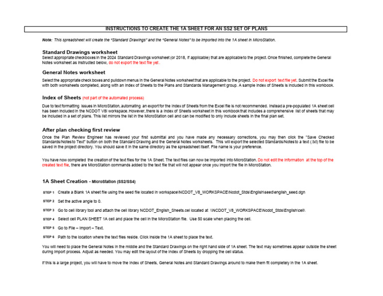Instructions for General Notes_Standard Drawings - SS2 | PDF ...