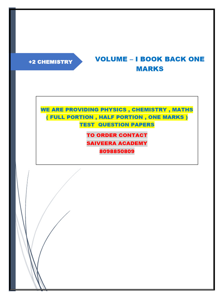 12th Chemistry Vol 1 One Mark Questions Collection EM Prepared by ...