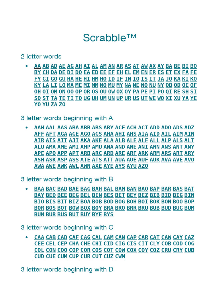Scrabble words | PDF