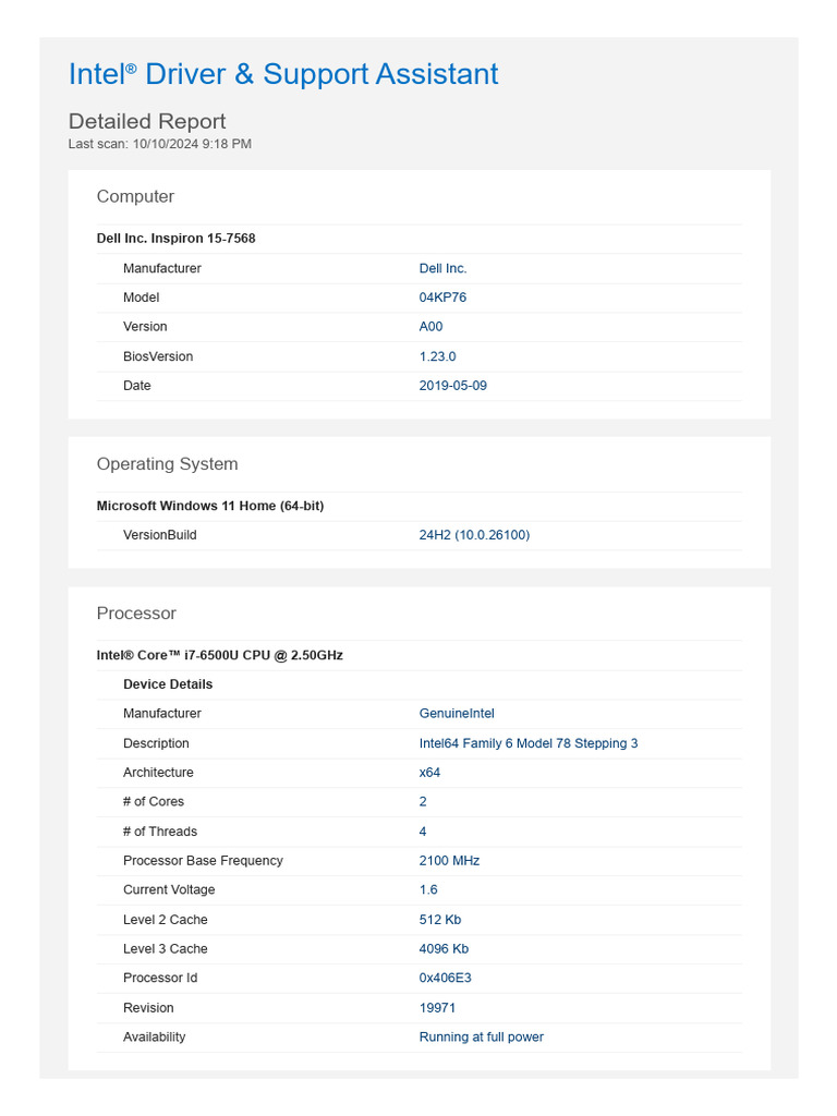 Intel® Driver & Support Assistant - Detailed Report | PDF | Device ...