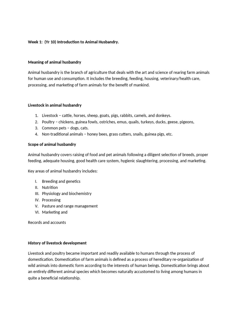 Week 1 Intro-WPS Office | PDF | Livestock | Domestication Week 1 Intro-WPS Office | PDF | Livestock | Domestication
