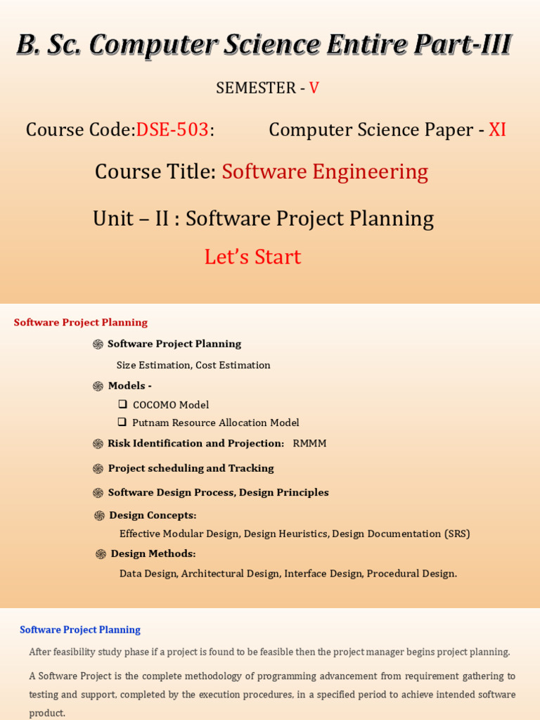 UNIT 2 Software Project Planning | PDF | Risk Management | Risk