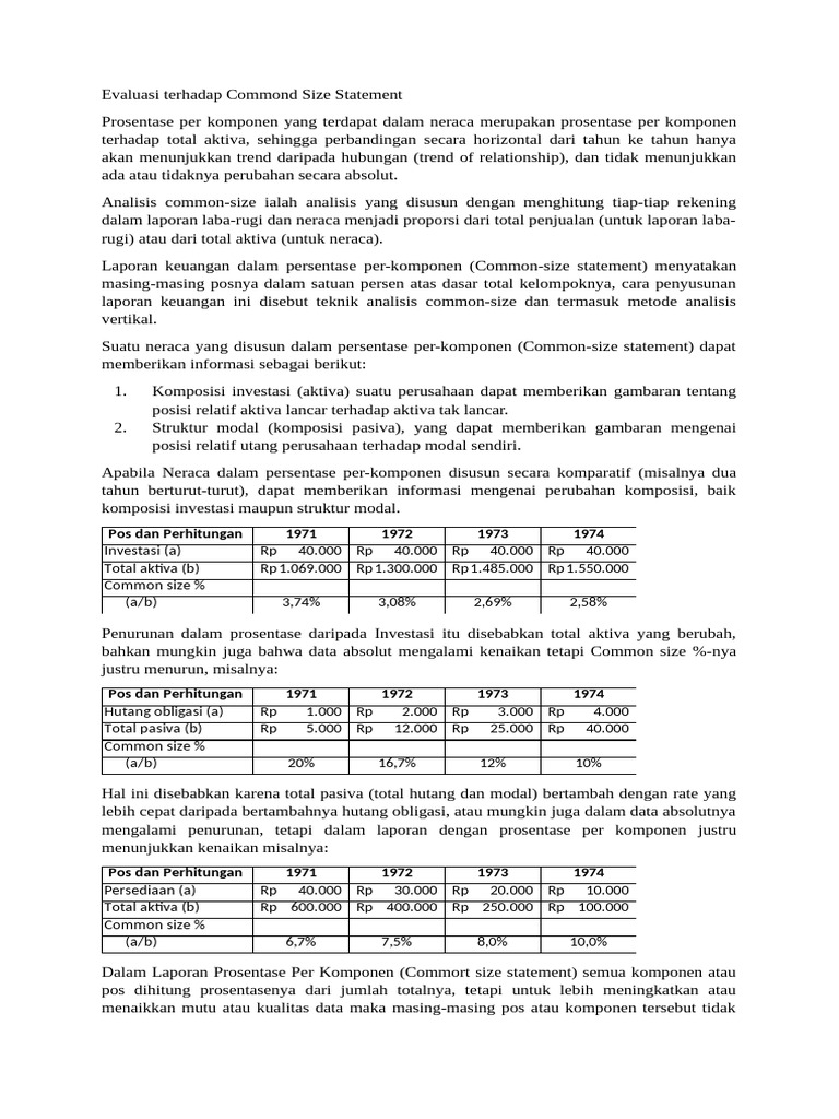 Evaluasi terhadap Commond Size Statement | PDF