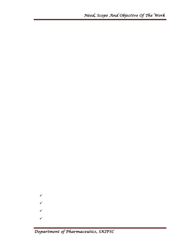 2.4 NEED,SCOPE AND OBJECTIVE OF WORK (27-28) | PDF | Topical Medication ...