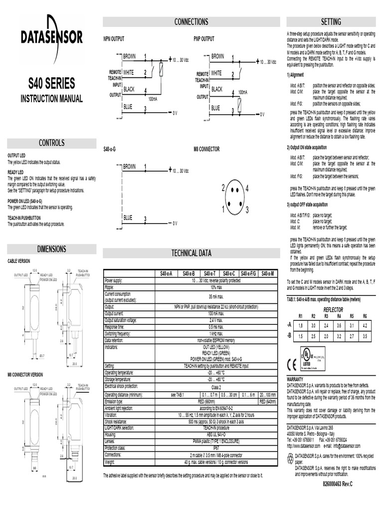 S40 Series (Data Sensor) | PDF | Bipolar Junction Transistor | Power Supply
