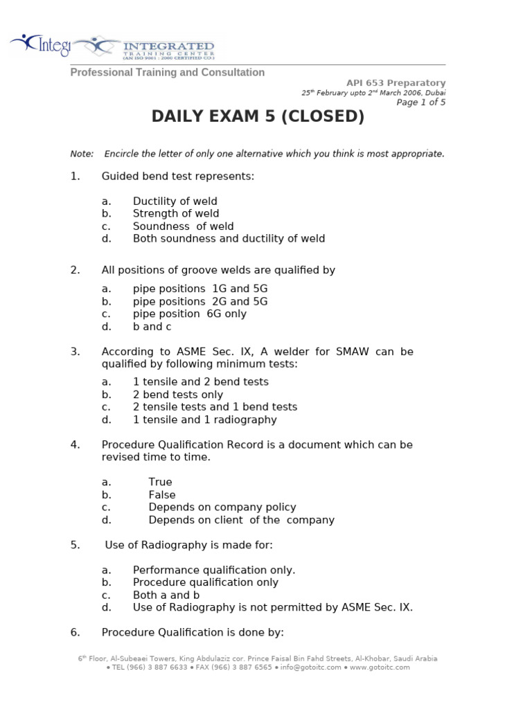 API 653 Exam Prep Guide | PDF | Corrosion | Nondestructive Testing