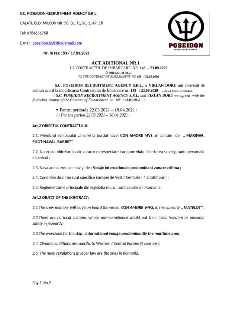 Act Aditional - Virlan Doru - Con Amore MVS | PDF