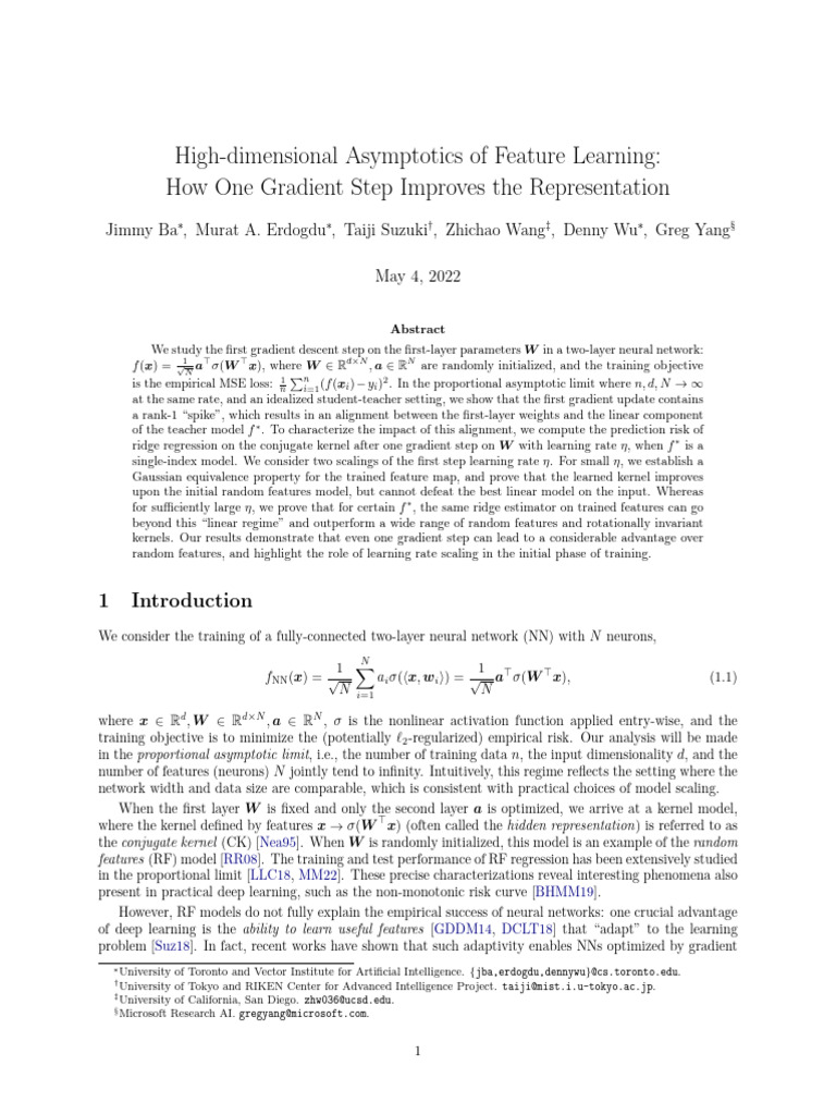 Asymptotics of Feature Learning in NNs | PDF | Normal Distribution ...