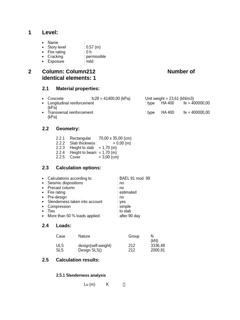 Note de Calcul Colonne Plus Charger | PDF | Concrete | Building Technology