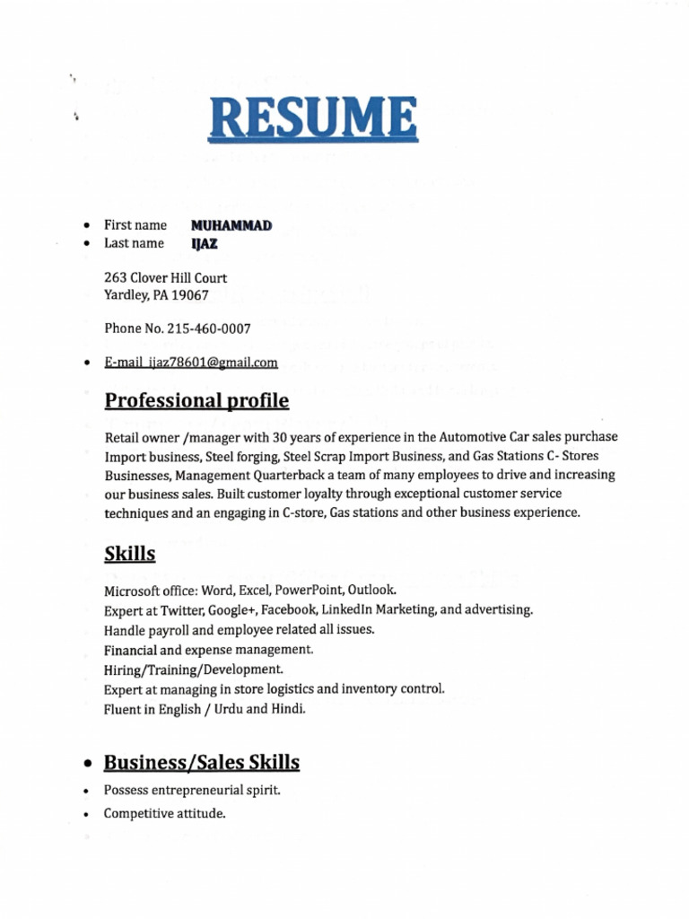 Muhammad Ijaz Resume | PDF