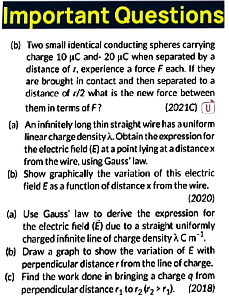 Physics Imp.. Que.. Chap. 1 | PDF | Electric Field | Dipole