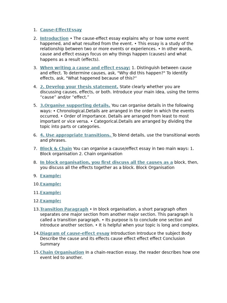 Cause and effect | PDF | Essays | Paragraph