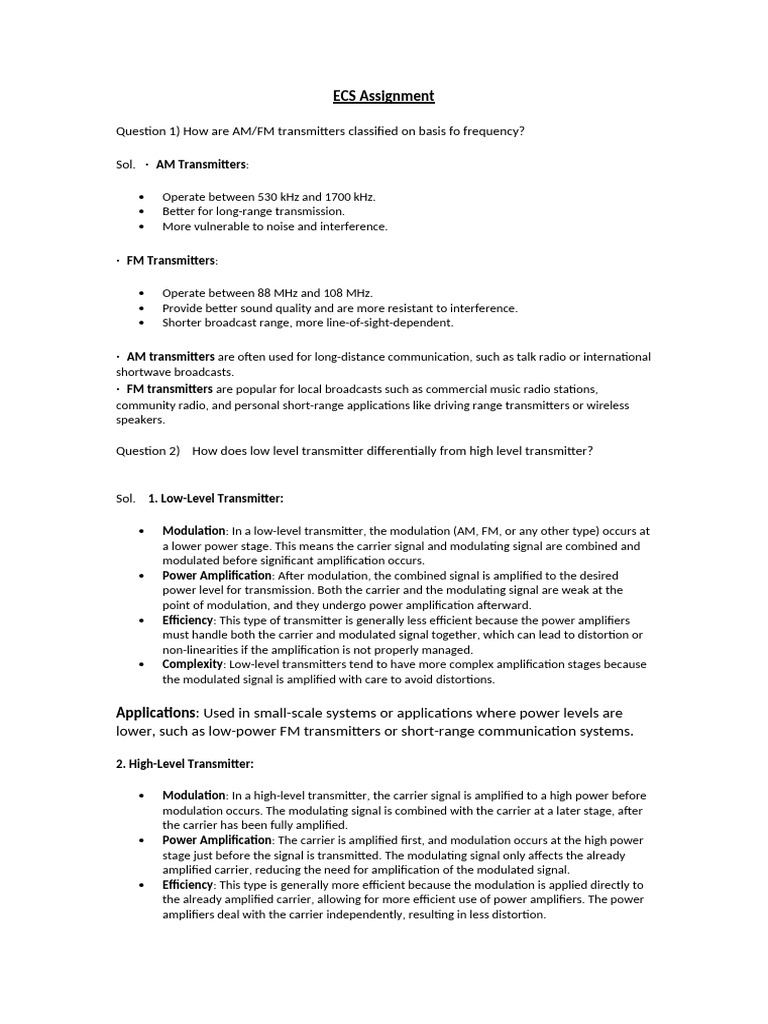 Ecs Assigment Answers | PDF | Antenna (Radio) | Amplifier
