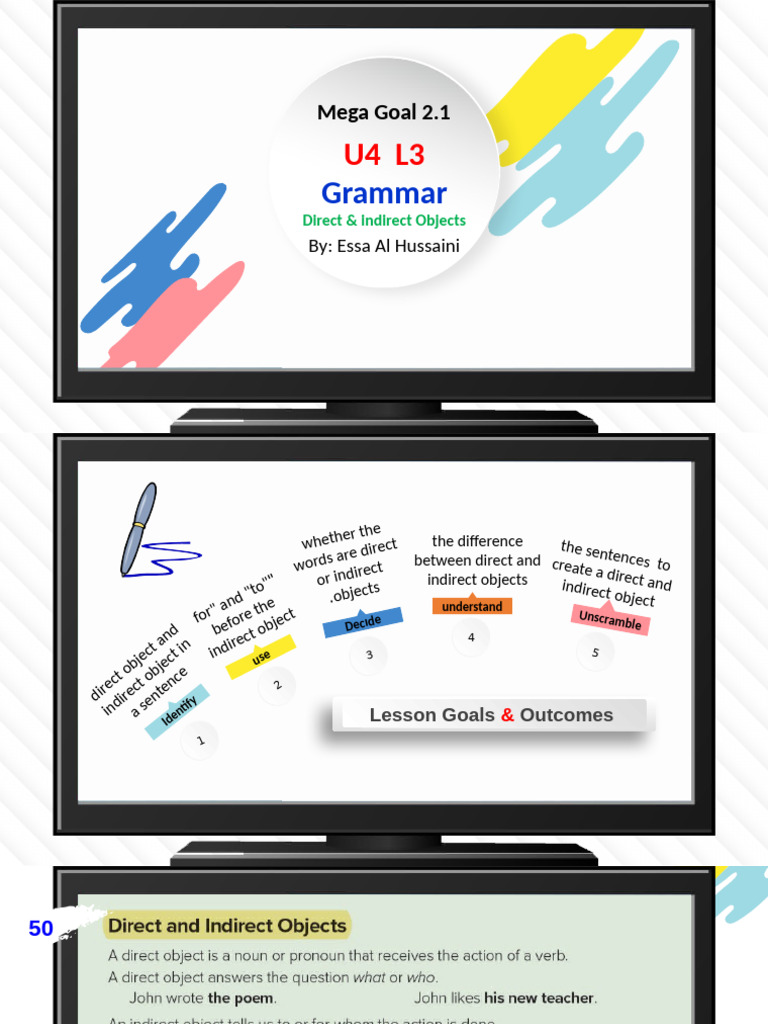MG2.1 U4 L3 Grammar Direct Indirect Object | PDF | Object (Grammar ...