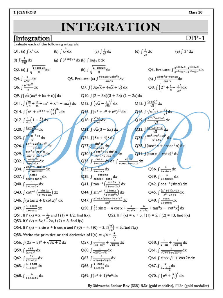 INTEGRATION {DPP-1}_class 10 | PDF