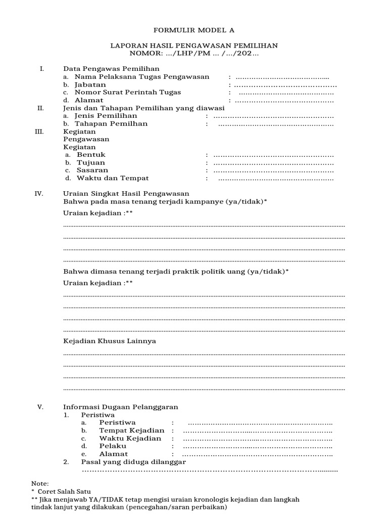 Form A Ptps Masa Tenang | PDF