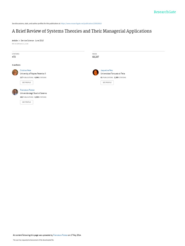 A Brief Review of Systems Theories and Their Manag | PDF | System ...