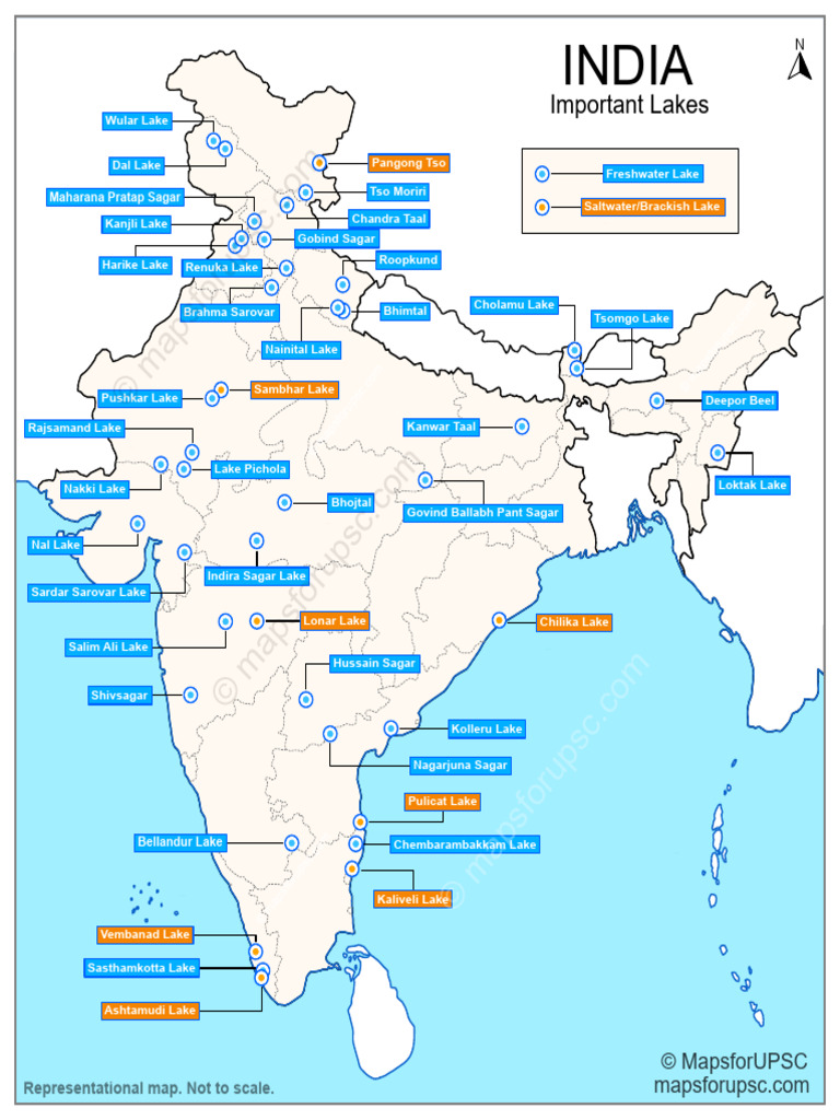 Important Lakes in India Map | PDF