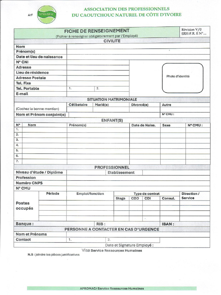 FICHE RENSEIGNEMENT EMPLOYE 2024_022608 | PDF