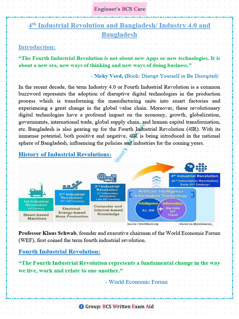 Bangladesh's Role in the 4th Industrial Revolution | PDF